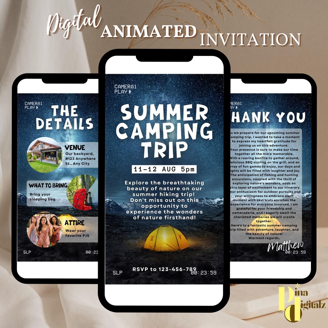 Camping Birthday Invitation Template Camping Party Invitation Camp Out ...