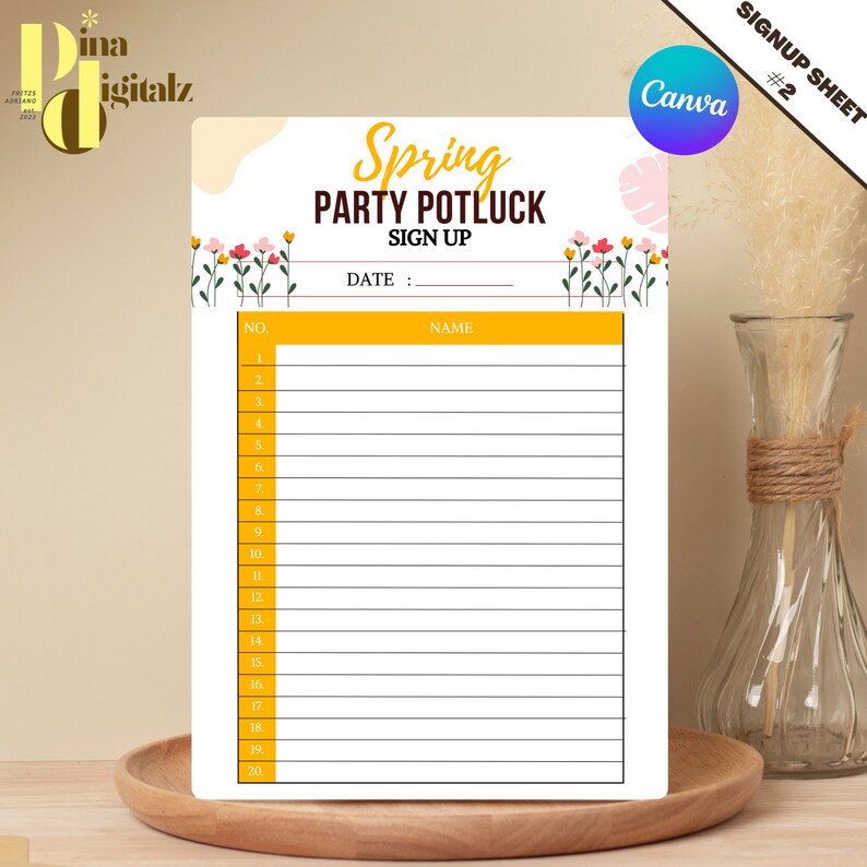 EDITABLE Spring Invitation Template Spring Invitation Digital Potluck ...