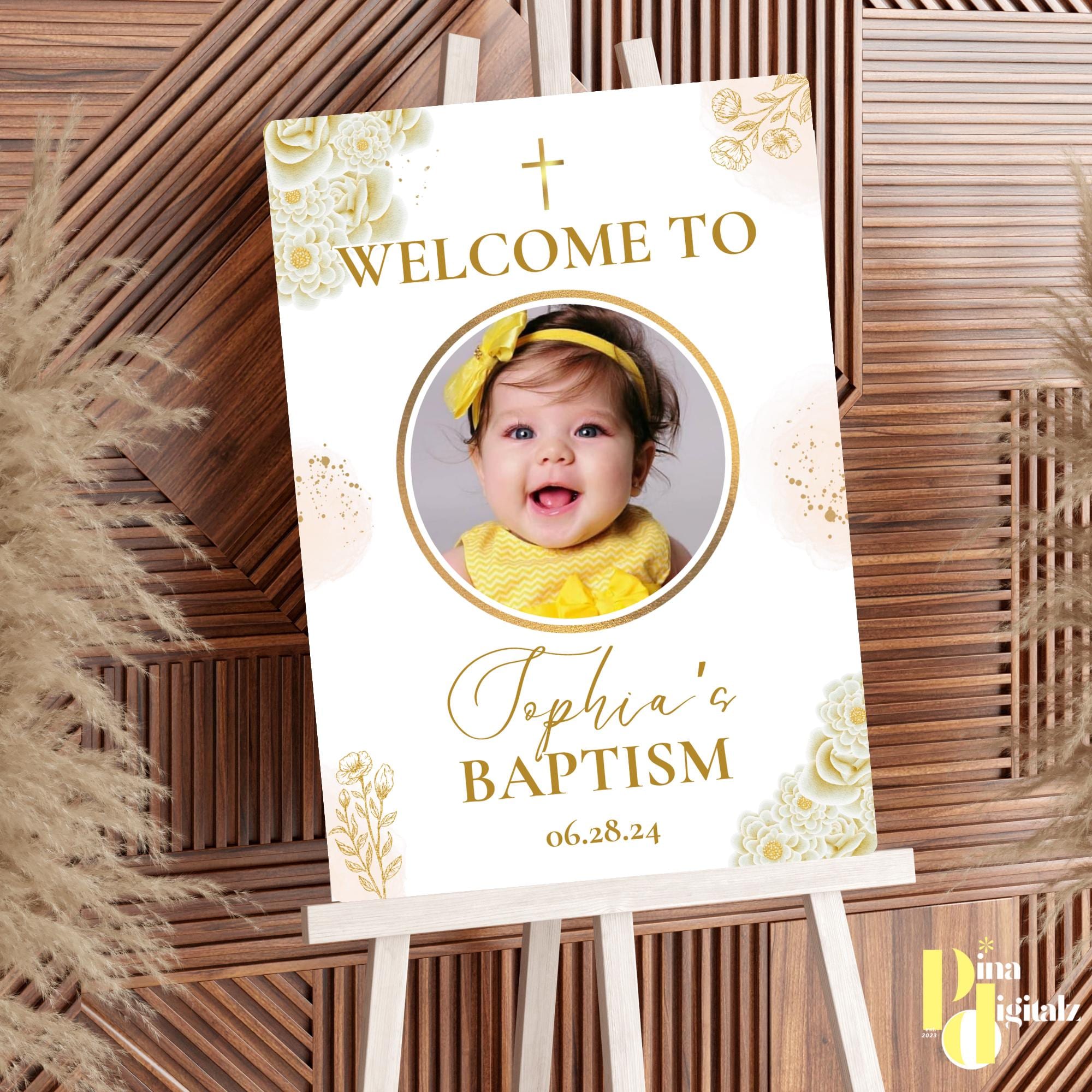 Christening Welcome Sign Girl Baptism Christening Welcome Sign Board ...