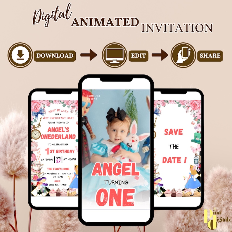Alice in Wonderland Invitation, Onederland Invitation, 1st Birthday ...