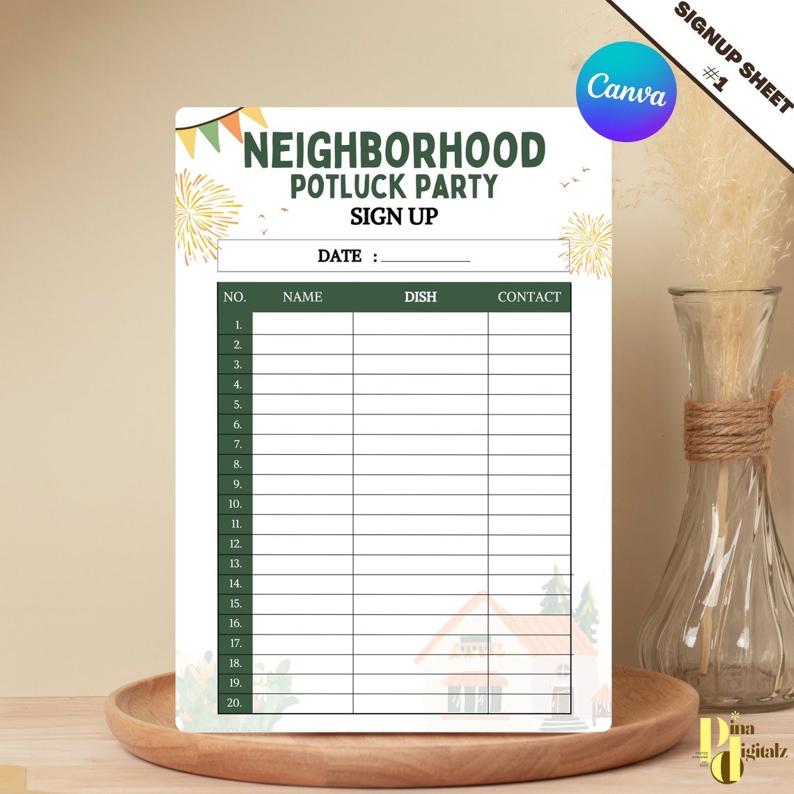 EDITABLE Neighborhood Potluck Invitation Neighborhood Party Potluck ...