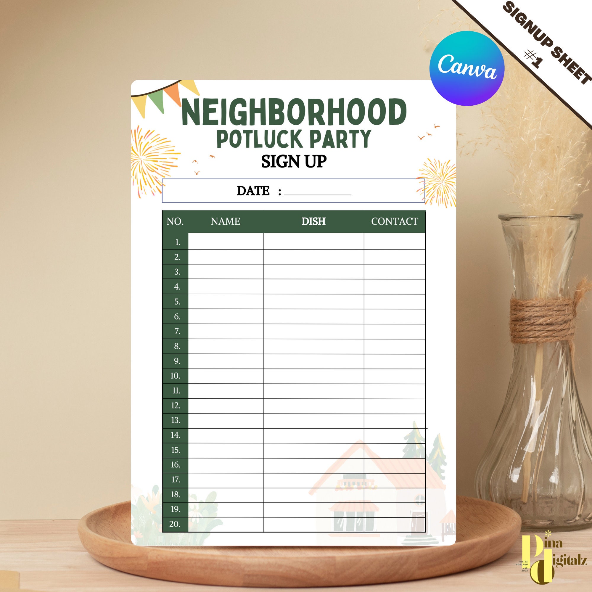 EDITABLE Neighborhood Potluck Invitation Neighborhood Party Potluck ...