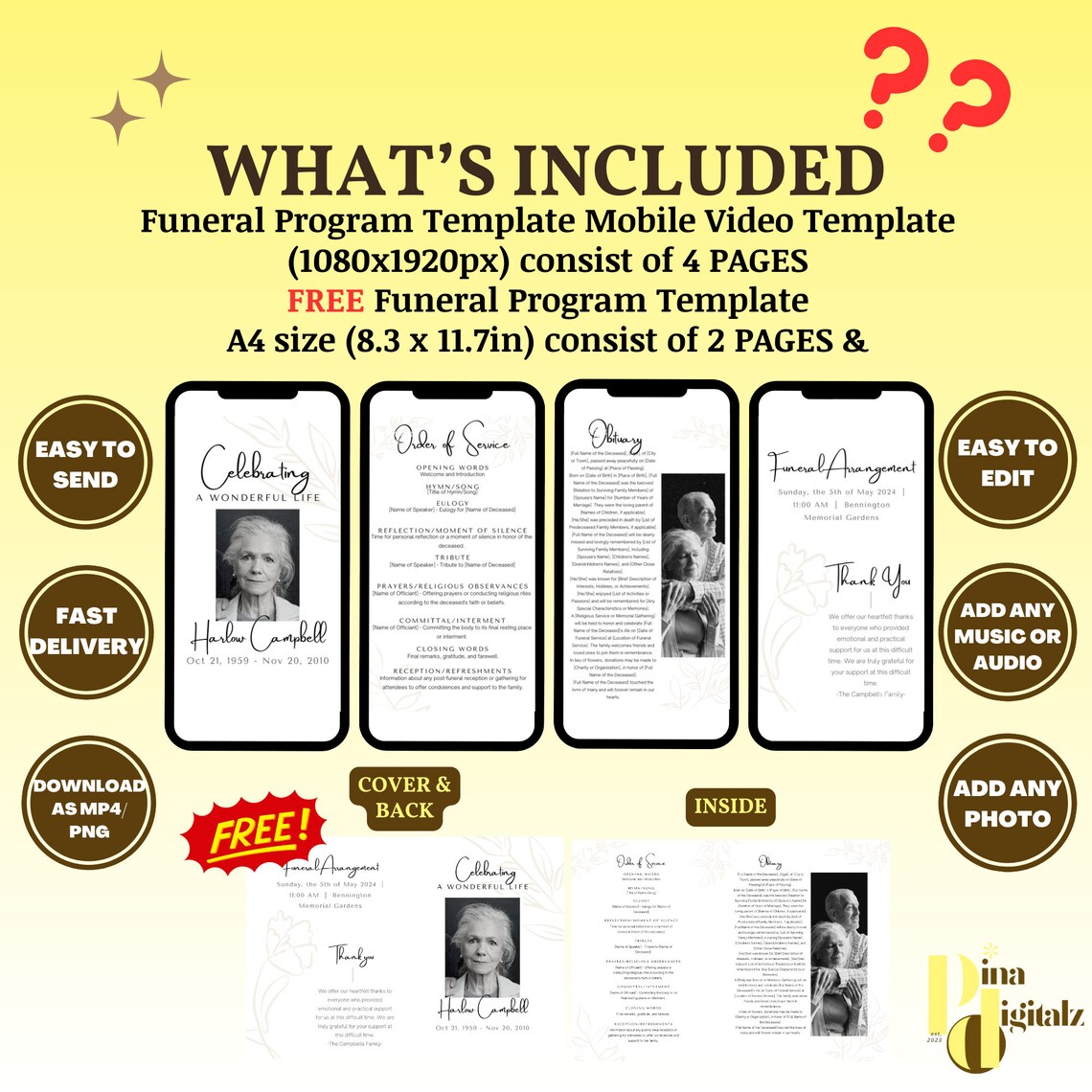 Funeral Program Template Simple Obituary Template Printable Order of ...