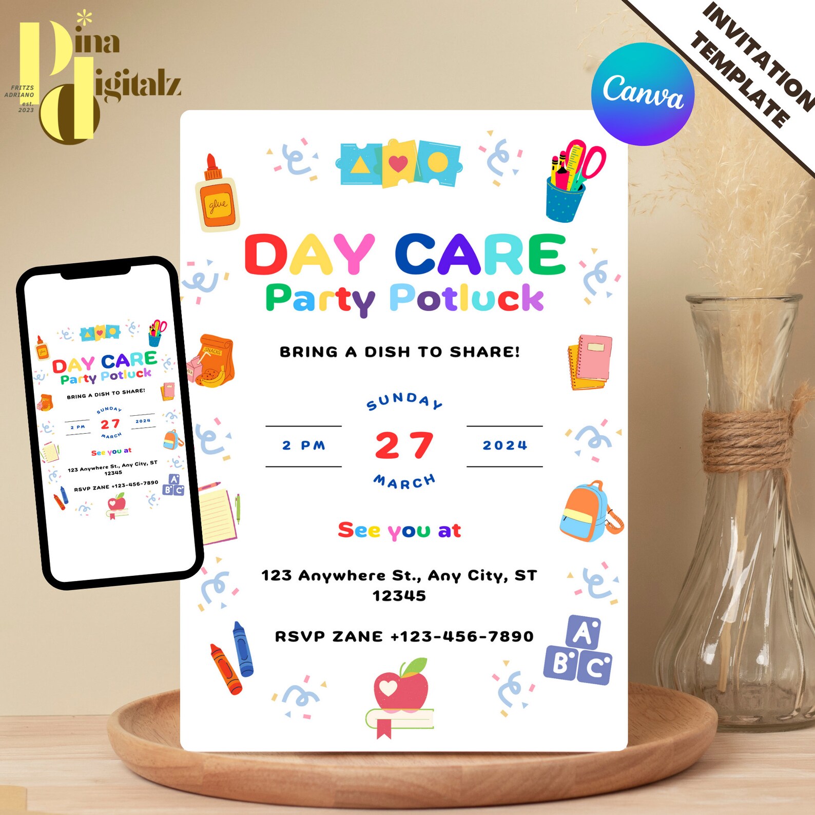 EDITABLE Day Care Potluck Invitation Day Care Party Potluck Invite ...