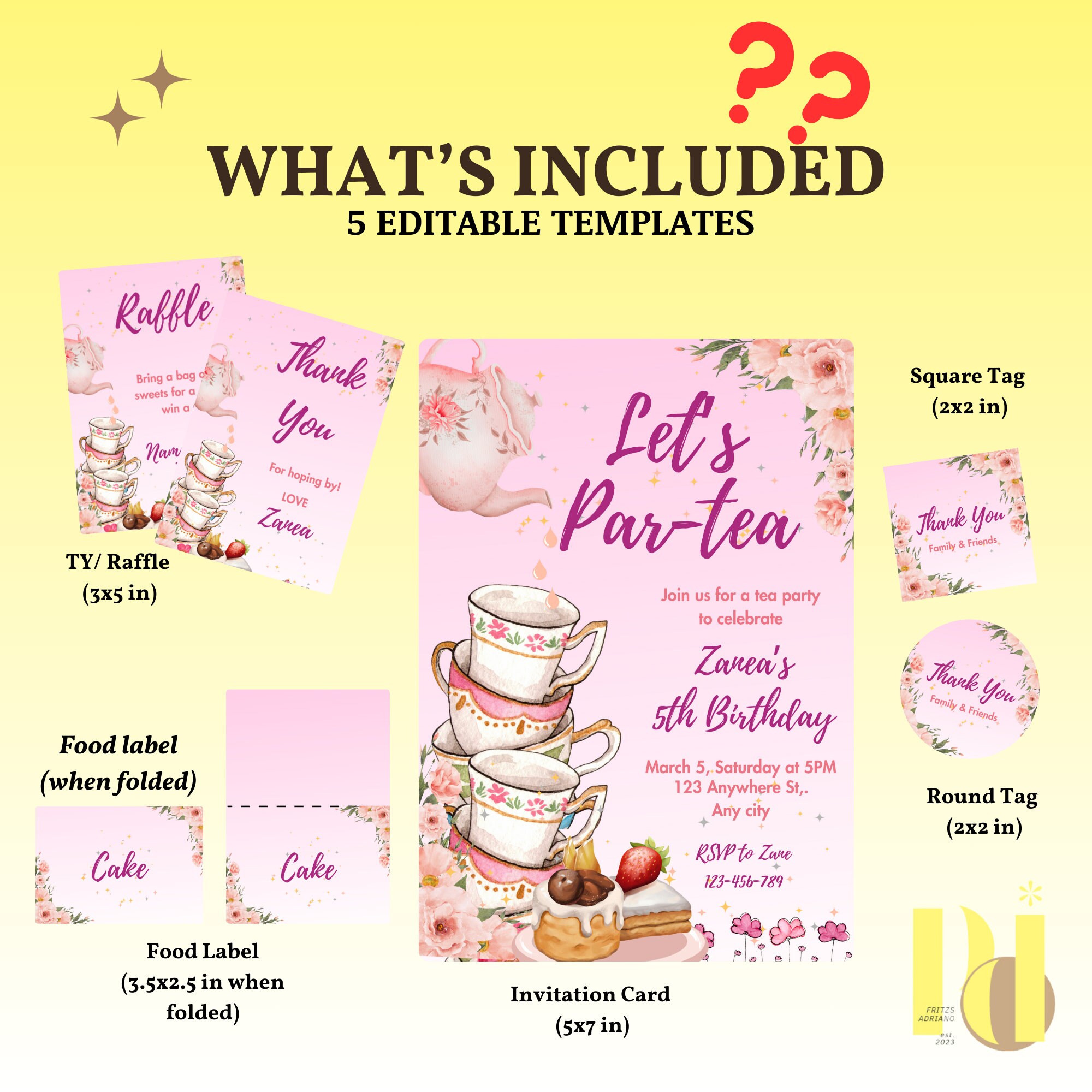 EDITABLE Tea Party Birthday Invitation, Whimsical Tea Party, High Tea ...