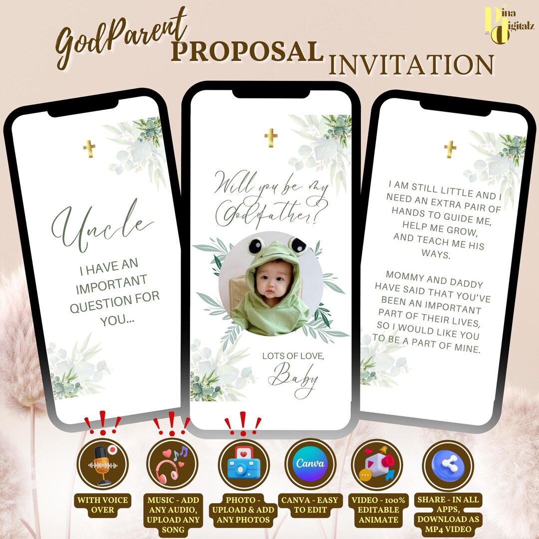 Classic Minimalist Modern, Will You Be My Godparents Proposal Card ...