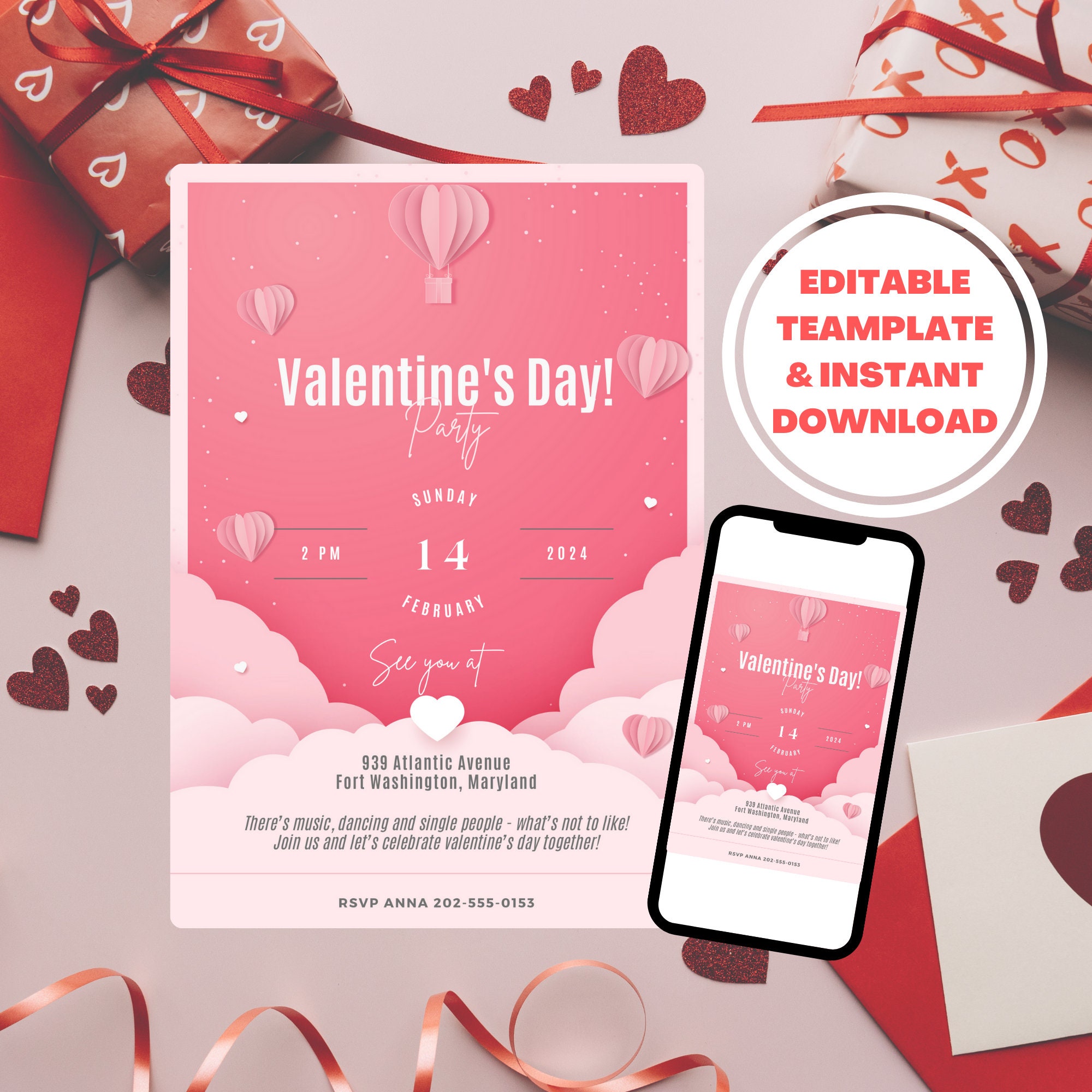 Valentines Invitation for Valentines Day Invite for Valentines Party ...