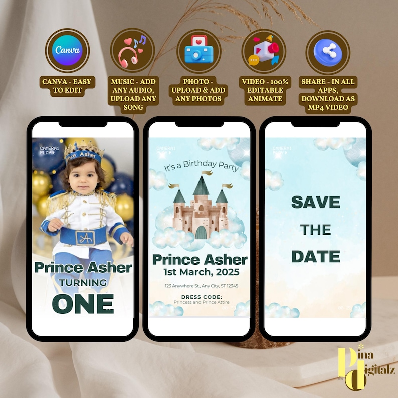 Editable the Little Prince Invitation, 1st Birthday Invite, Prince ...