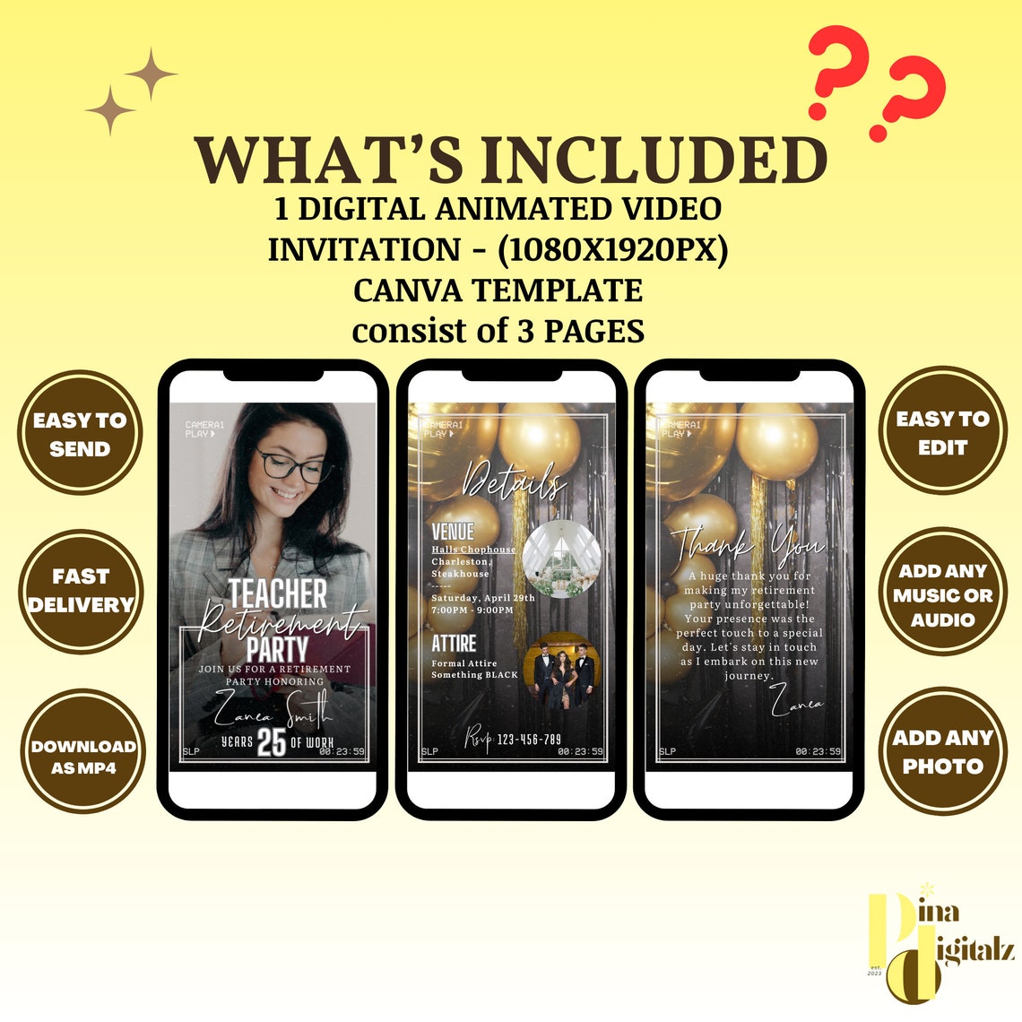 ANIMATED Modern Teacher Retirement Invitation Retirement Party Invite ...