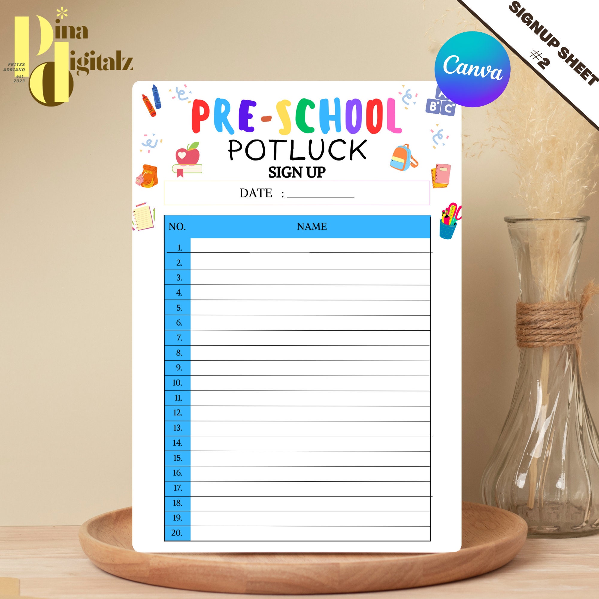 EDITABLE Pre School Potluck Invitation Pre School Party Potluck Invite ...