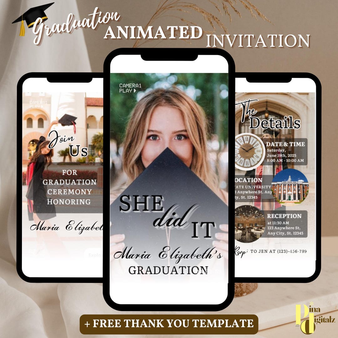 Editable Graduation Invitation Template, Modern Graduation Announcement ...