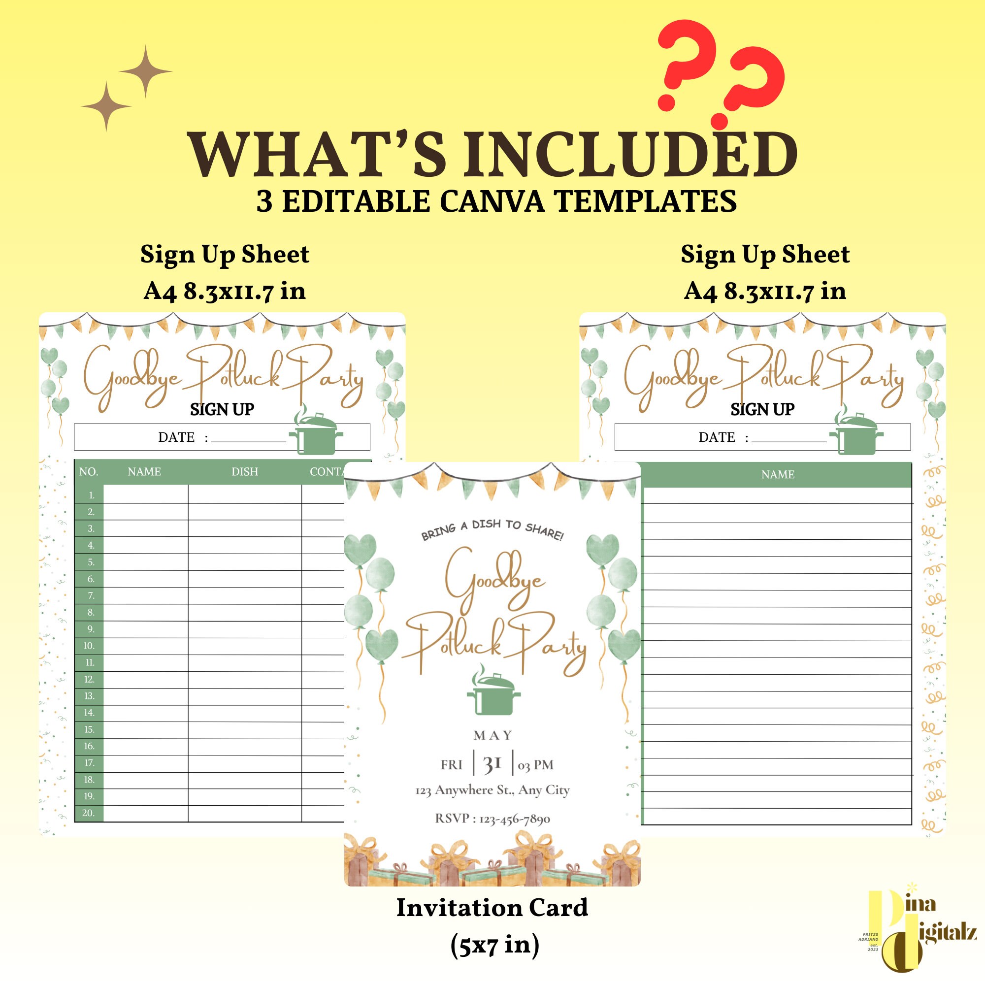 EDITABLE Goodbye Potluck Invitation Going Away Party Potluck Invite ...