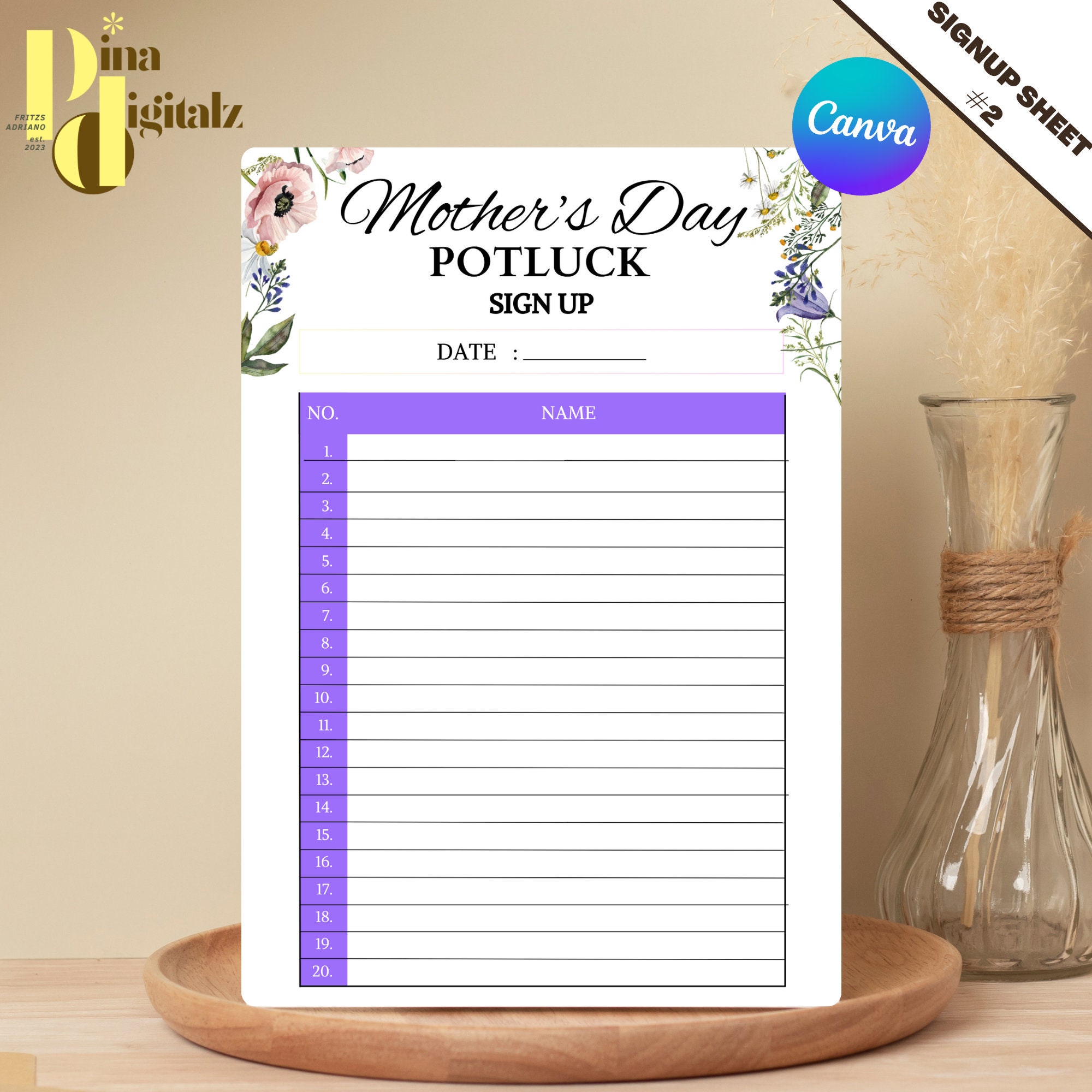 EDITABLE Mothers Day Potluck Invitation Mothers Day Potluck Invite ...