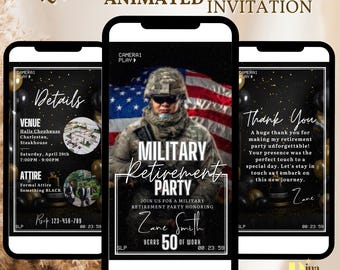 ANIMATED Modern Military Retirement Invitation Military Party ...