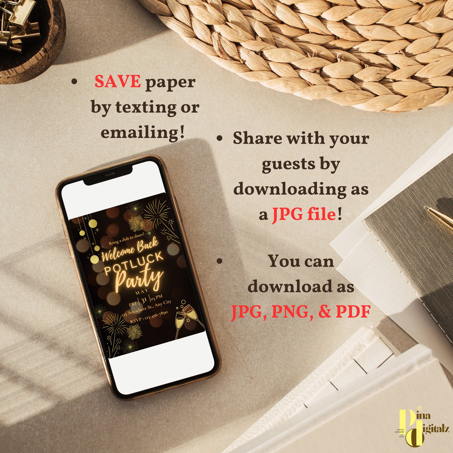 EDITABLE Welcome Back Potluck Party Invitation Welcome Party Potluck ...