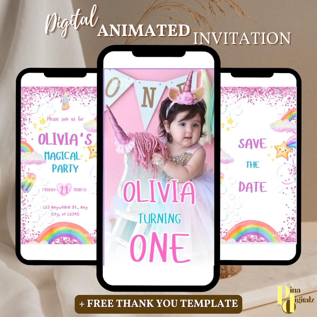 Editable Unicorn Rainbow Birthday Invitation Unicorns Rainbows Sparkles ...