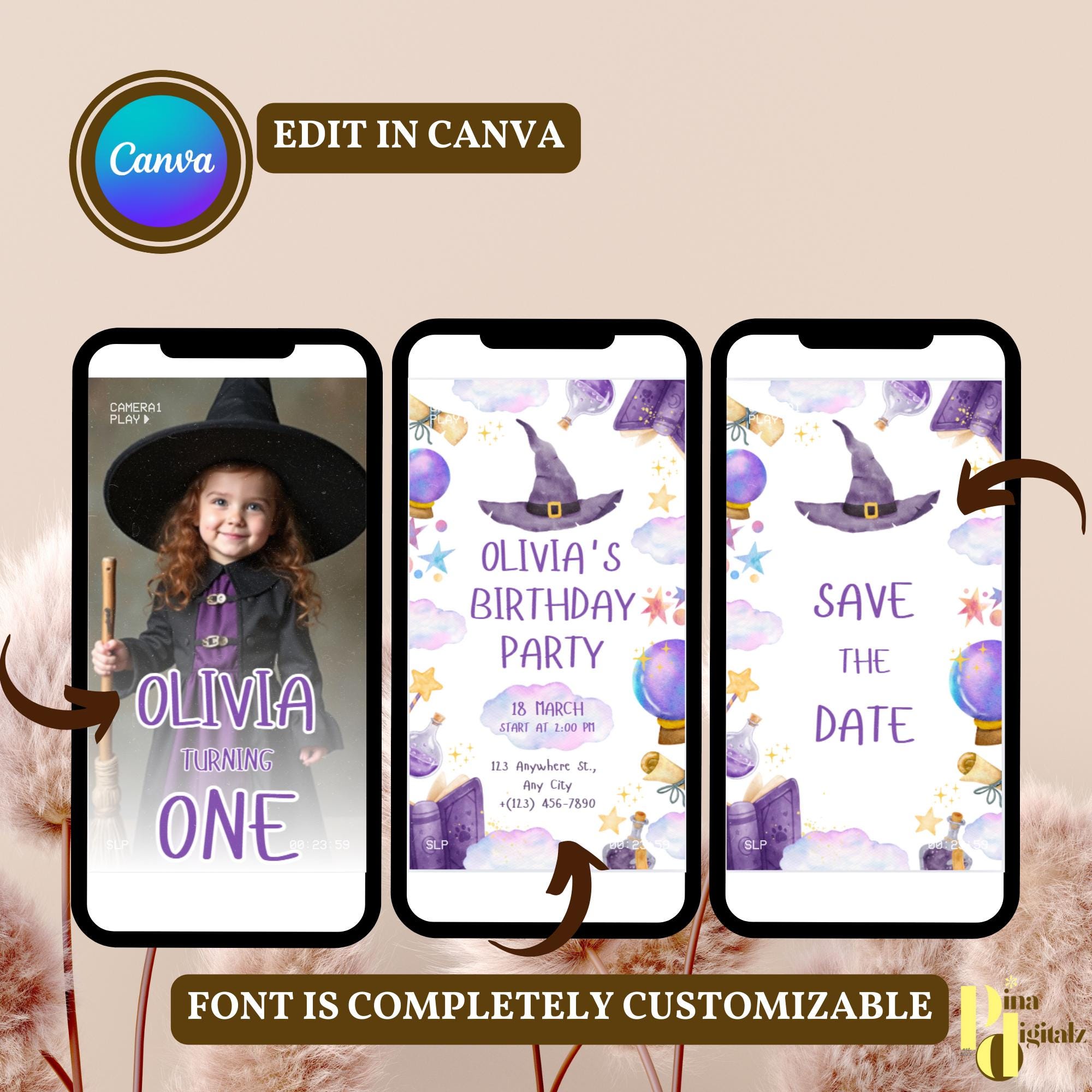 Editable Magical Birthday Invitation, Wizards Witches Birthday ...