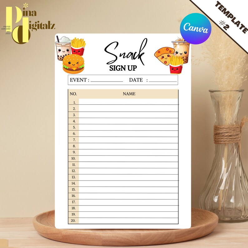 Editable Snack Sign up Sheet Template Dessert Sheet Printable Snack ...
