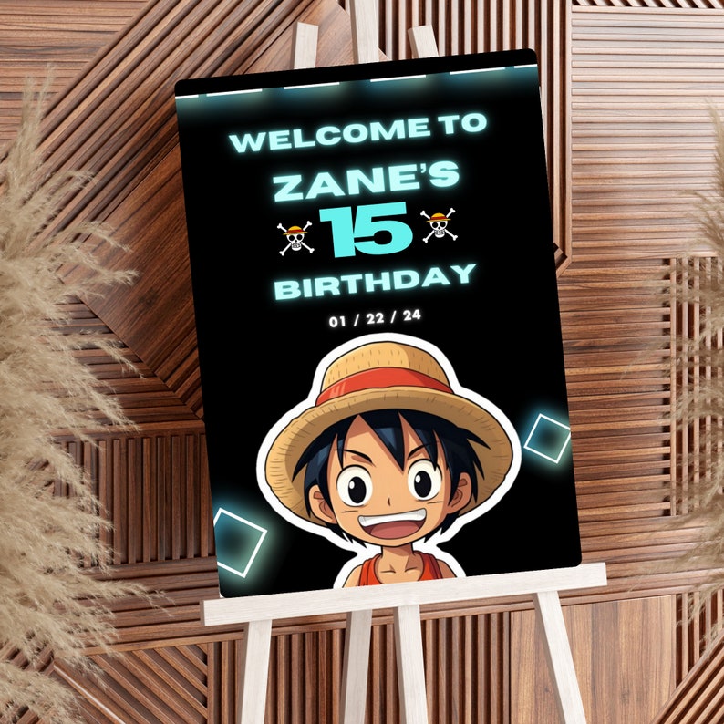 ONE PIECE LUFFY Welcome Sign Board One Piece Welcome Sign Template for ...