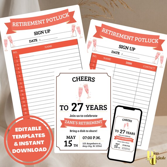 Retirement Potluck Invitation Templates Retirement Party Fun Newspaper