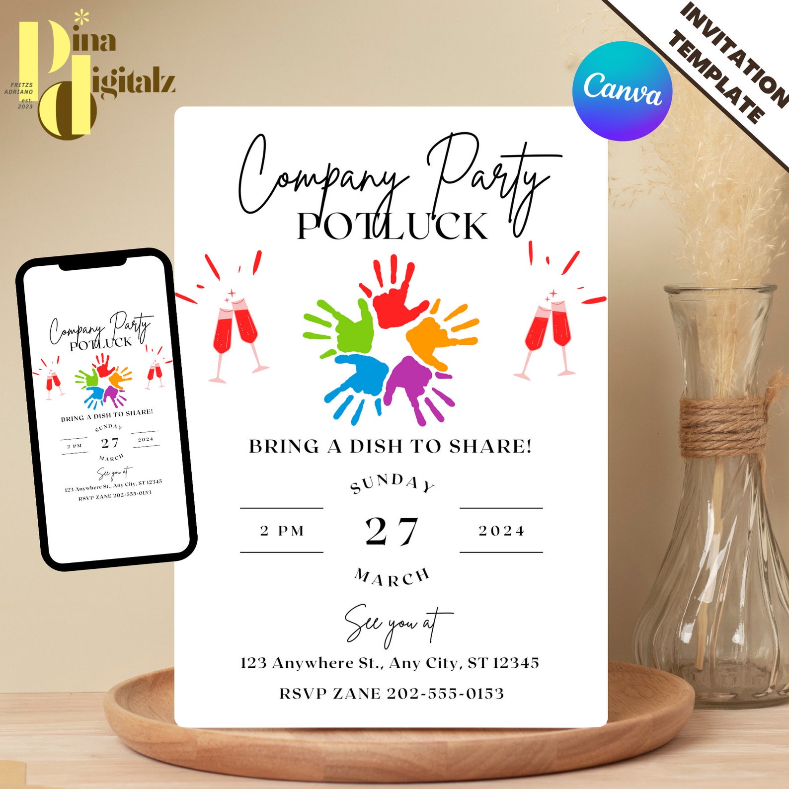 EDITABLE Company Potluck Invitation Company Potluck Invite Potluck Sign ...