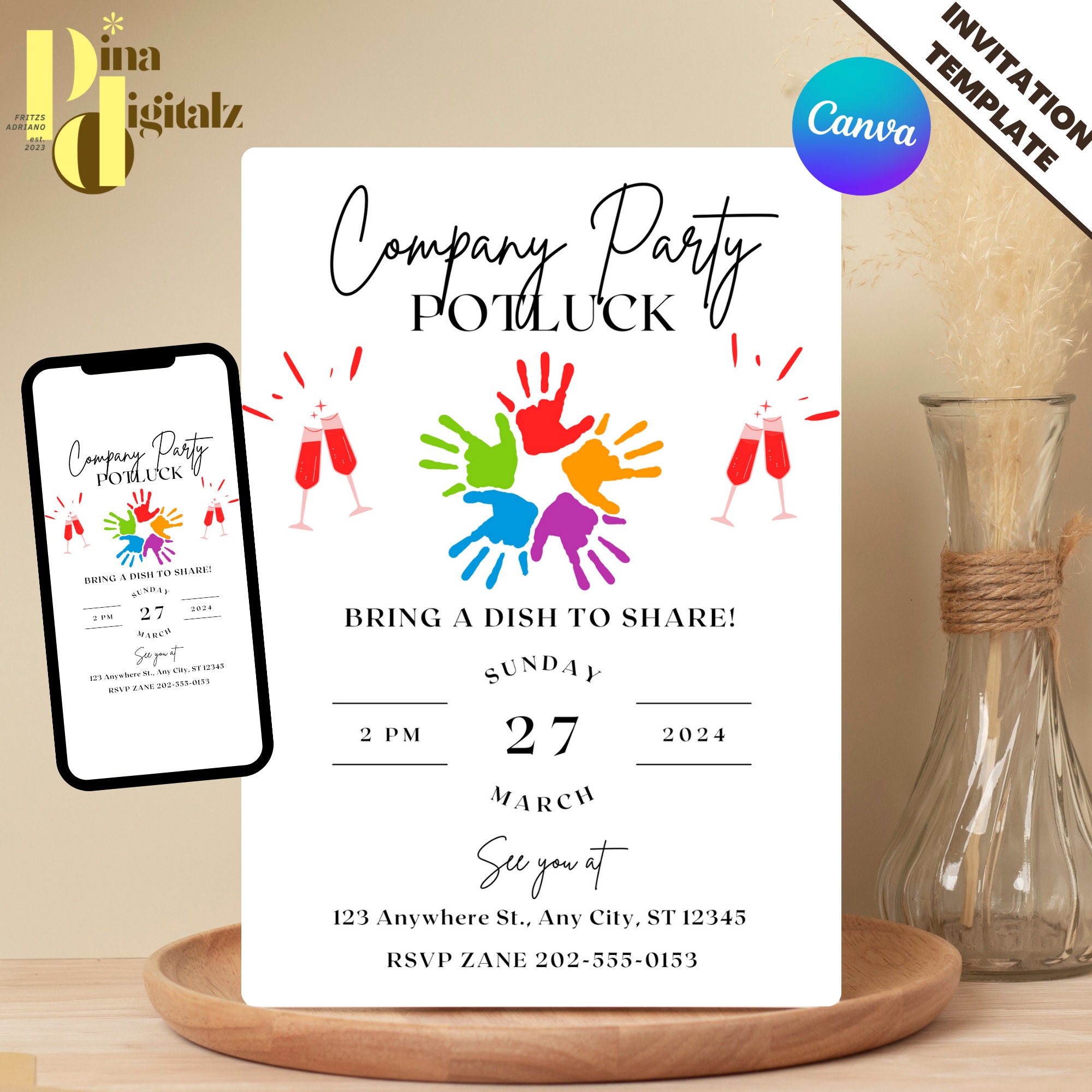 EDITABLE Company Potluck Invitation Company Potluck Invite Potluck Sign ...