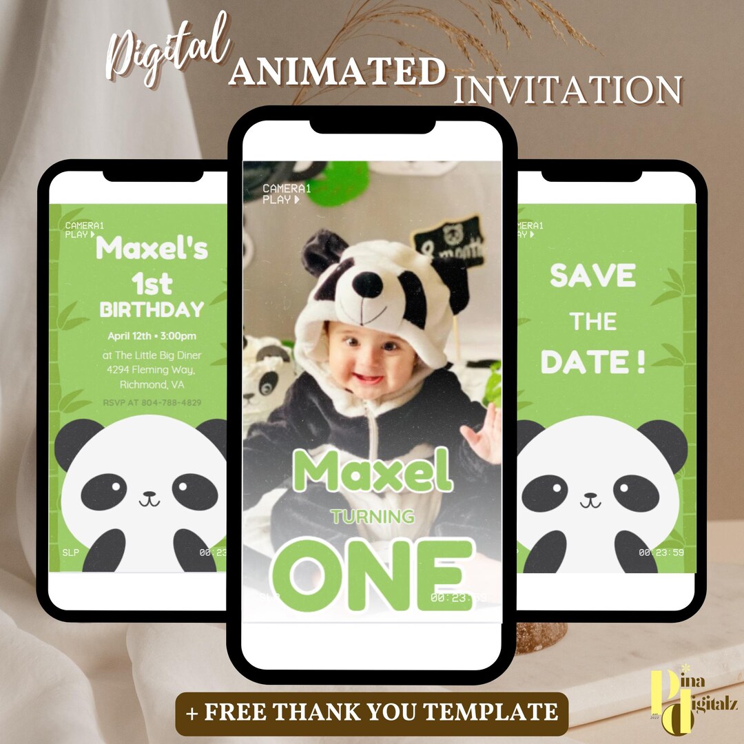 Panda Birthday Invitation -panda Birthday Party Invitation, Cute Kids ...