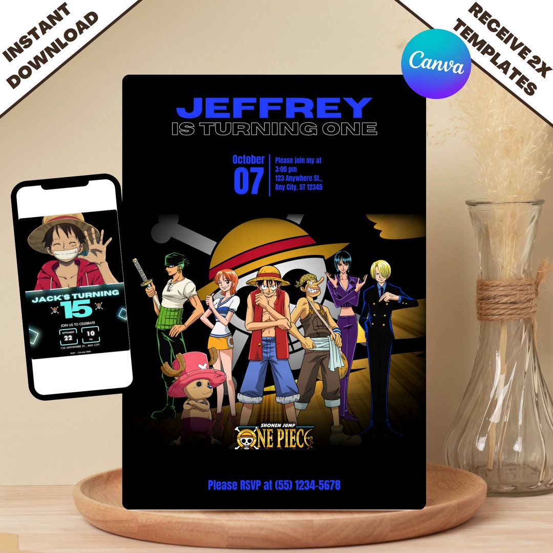 ONE PIECE LUFFY Invitación Invitación de One Piece para invitación a la ...
