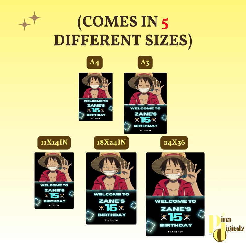 One Piece Anime Welcome Sign Template Editable Birthday Welcome Sign ...