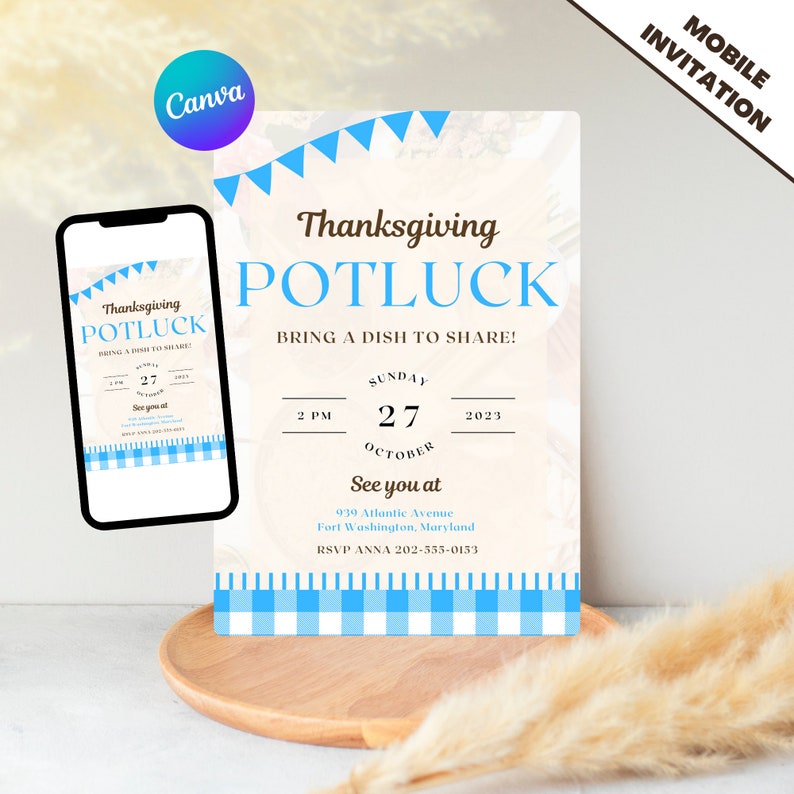 Thanksgiving Potluck I Friendsgiving Potluck Invite I Potluck - Etsy