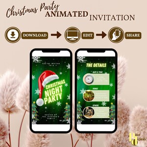 Digital Christmas Party Invitation, Animated Xmas Holiday DIY Invite ...