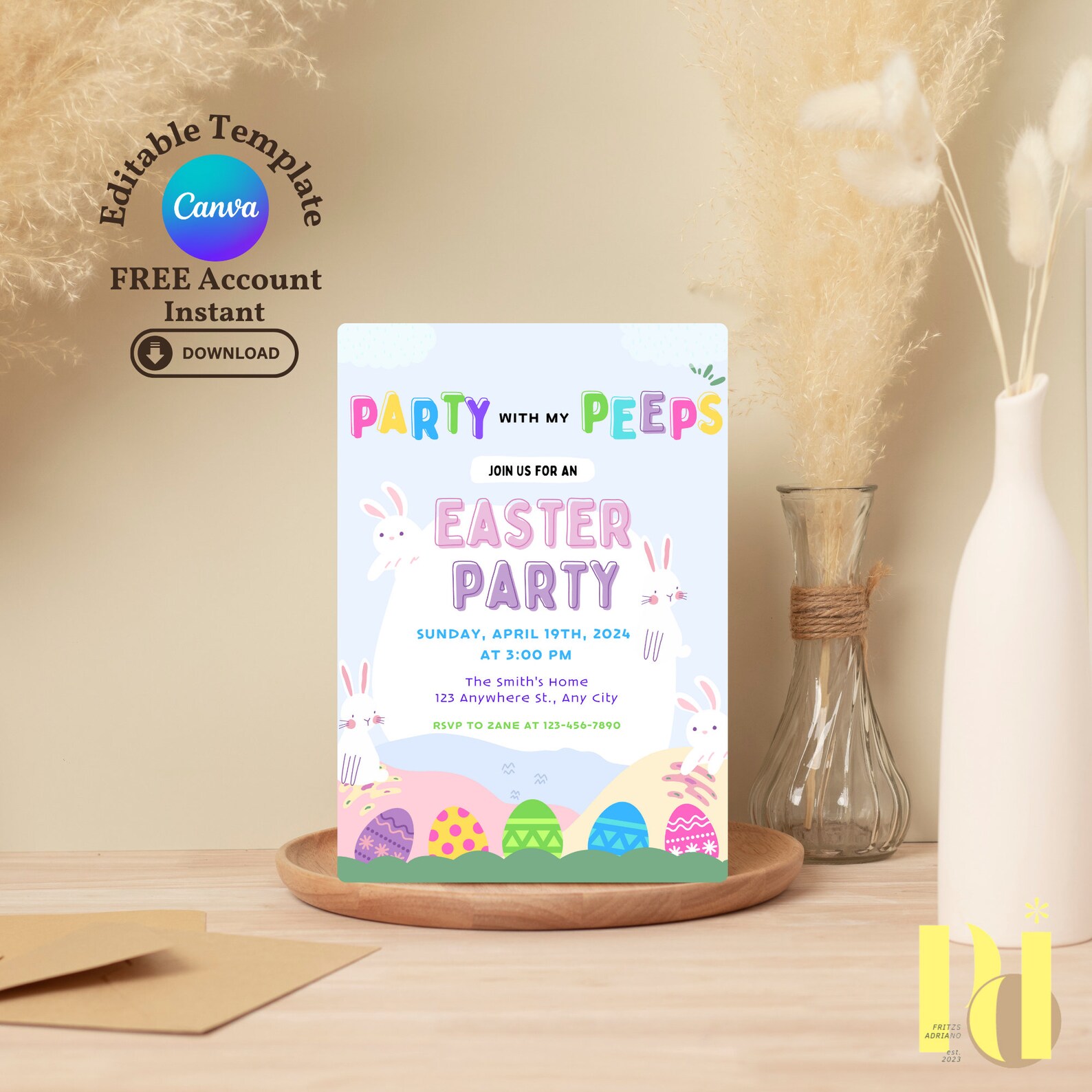 Editable Easter Invite Party With My Peeps, Easter Egg Hunt Invitation ...