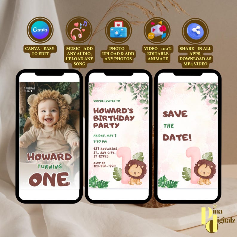 Editable Mobile Lion King Birthday Invitation Template, Lion King ...