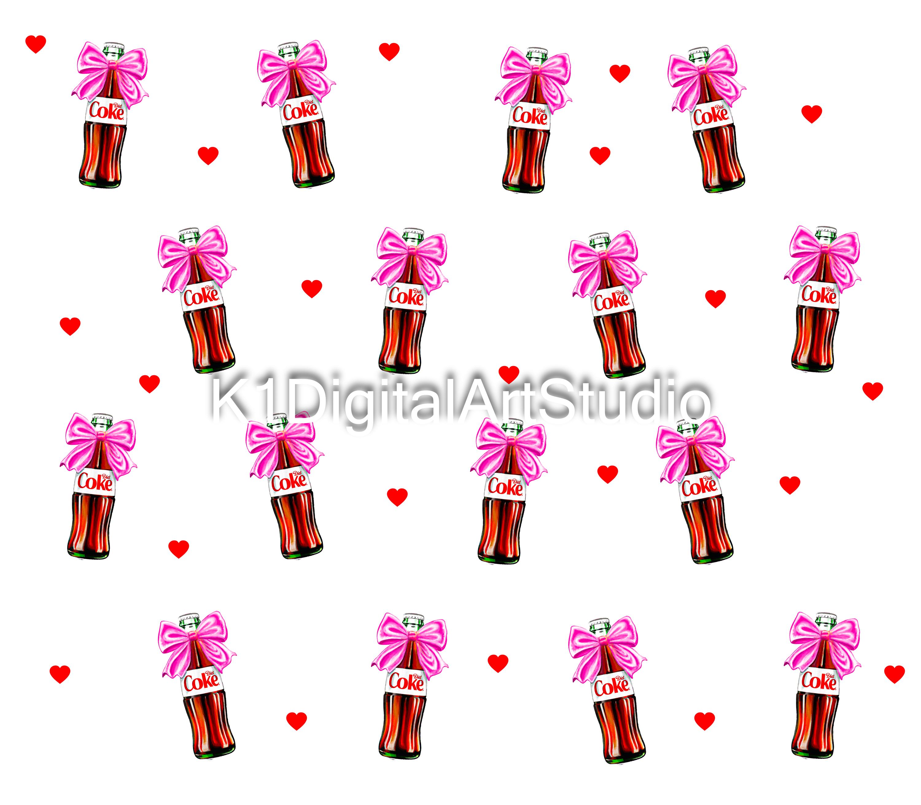 Diet Coca Cola-inspired Tumbler Wrap | Pink Bow & Hearts Digital ...