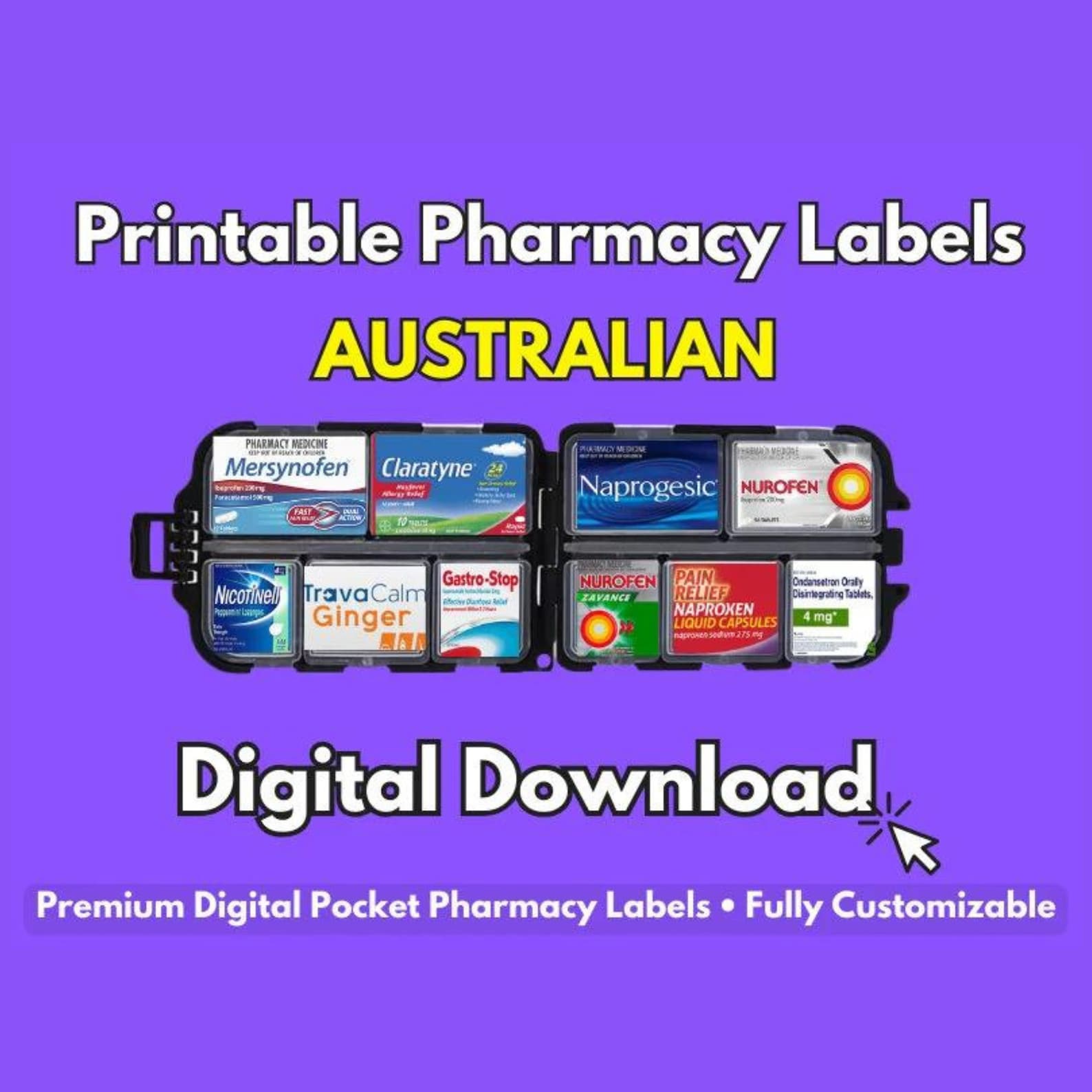 AUSTRALIAN Printable Pharmacy Labels | Pill Container, Travel Pill Case ...
