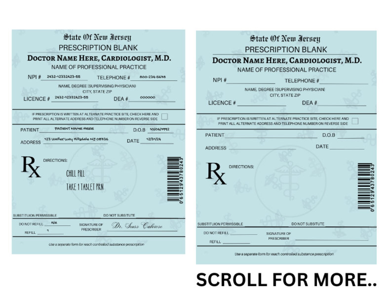 Editable Prescription Template, Professional Script, Prescription Pad ...