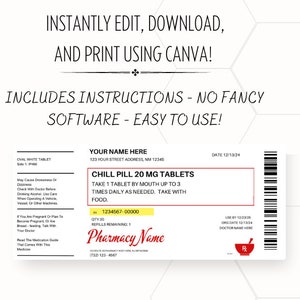 Editable Prescription Label, Prescription Label Template, Editable ...