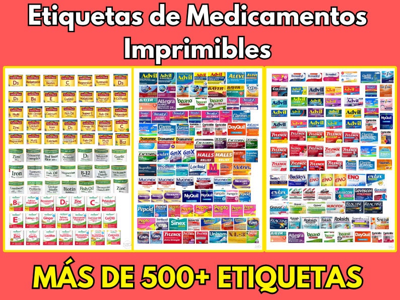 Etiquetas De Medicamentos Imprimibles estuche De Pastillas - Etsy