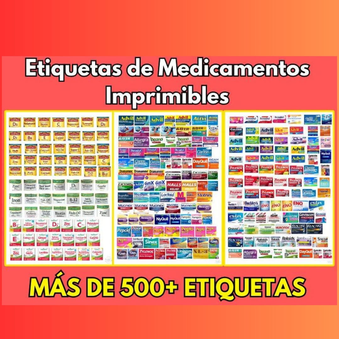 Etiquetas De Medicamentos Imprimibles estuche De Pastillas, Farmacia De ...