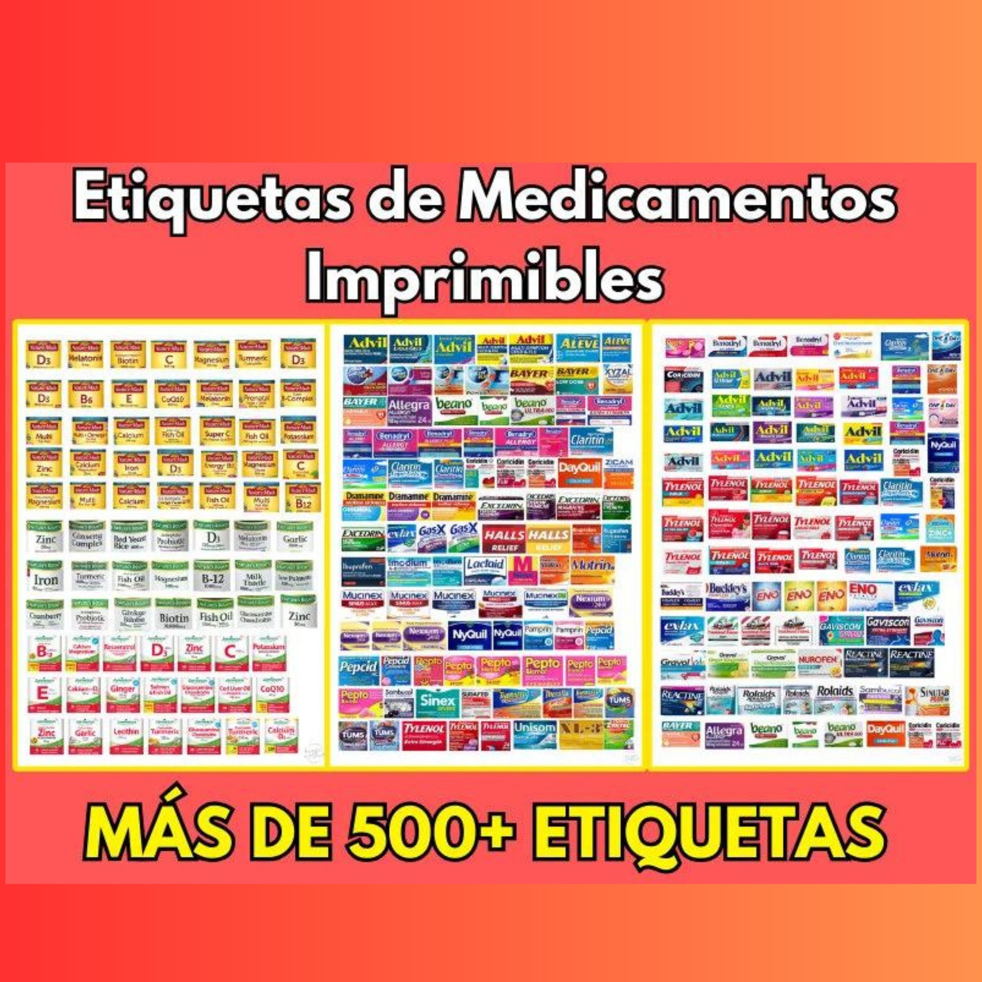 Etiquetas de Medicamentos Imprimibles Estuche de pastillas - Etsy Portugal