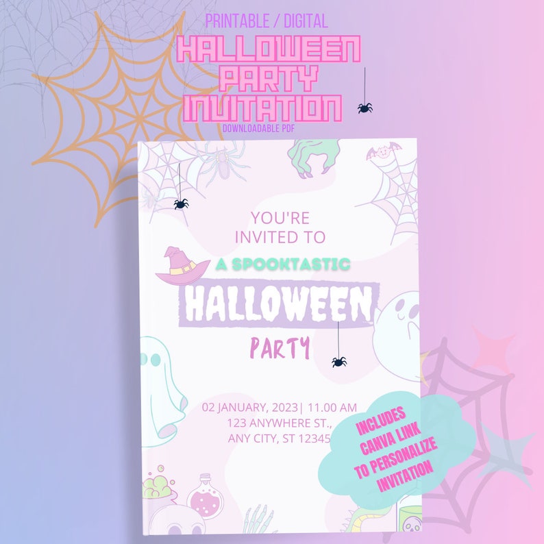 Editable and Printable Cute Halloween Invitation, Halloween Party ...
