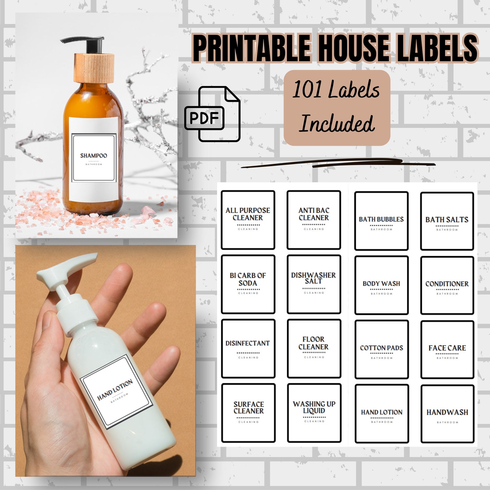 Printable House Labels Bundle Labels for Cleaning, Laundry, Bathroom ...