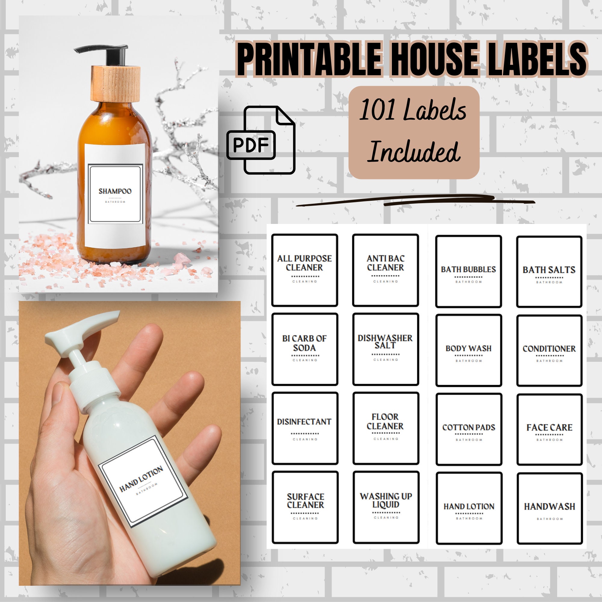 Printable House Labels Bundle Labels for Cleaning, Laundry, Bathroom ...