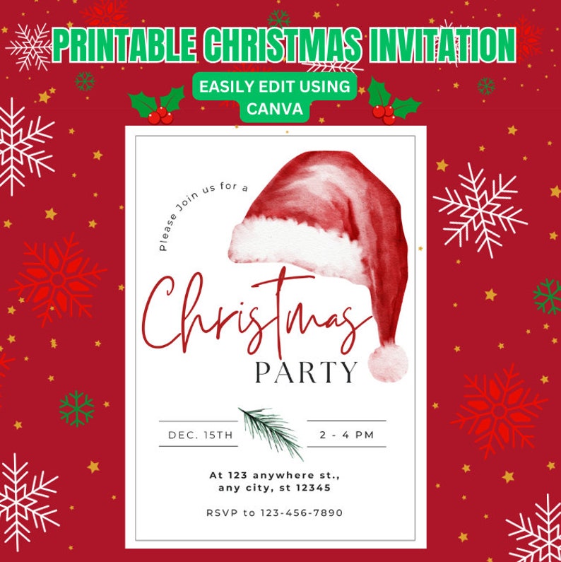 Editable Christmas Party Invitation Christmas Party - Etsy