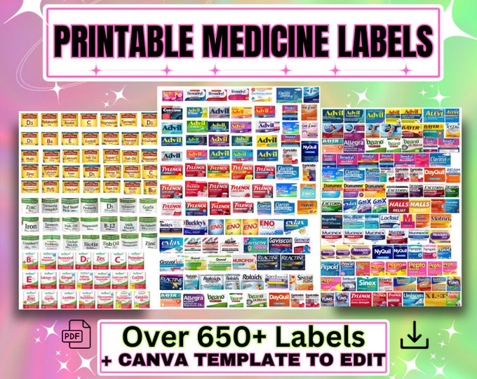 Printable Medicine Labels Pill Container, Travel Pill Case, Pill Case ...