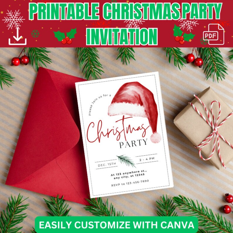 Editable Christmas Party Invitation Christmas Party - Etsy