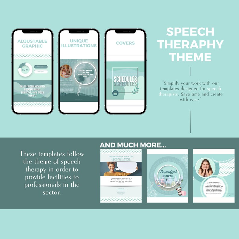 Easily Editable Templates in Canva | Turquoise Blue | Speech Therapy ...