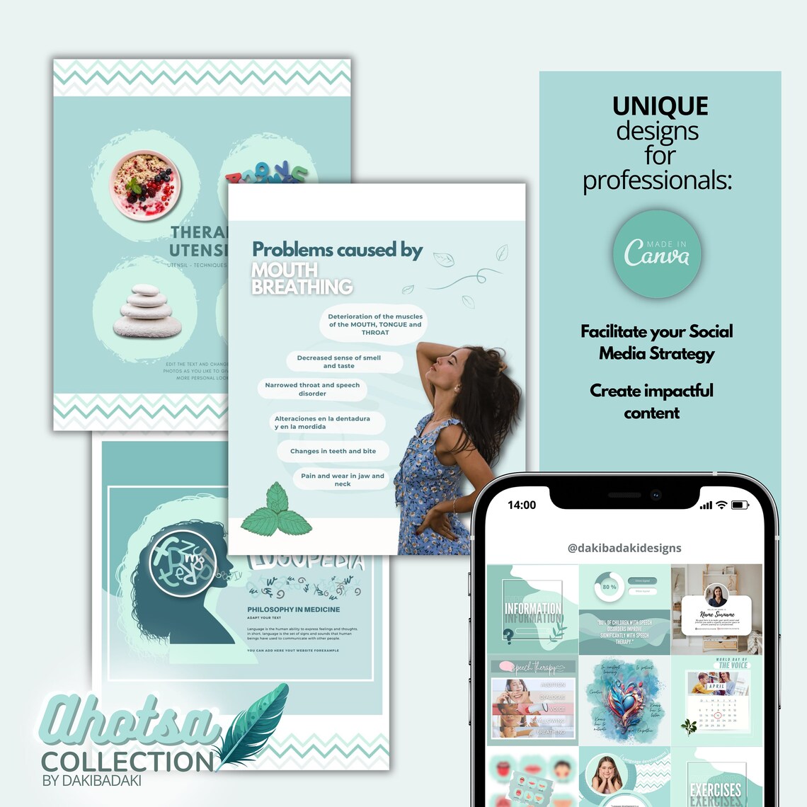 Easily Editable Templates in Canva | Turquoise Blue | Speech Therapy ...