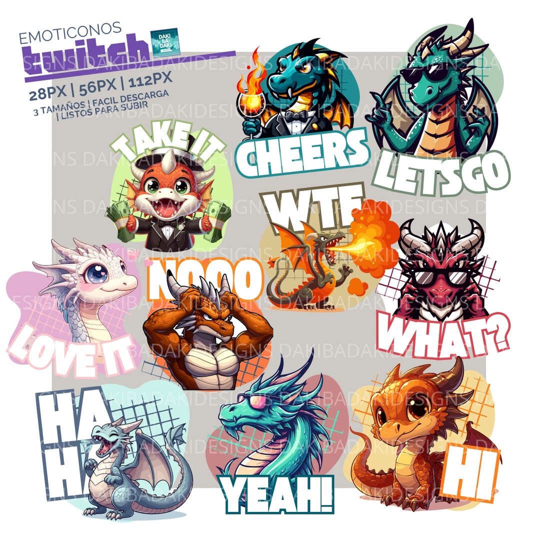 Emote Dragon TWITCH | Pack X10 Emoticonos | Dragones Cute | Dragon ...