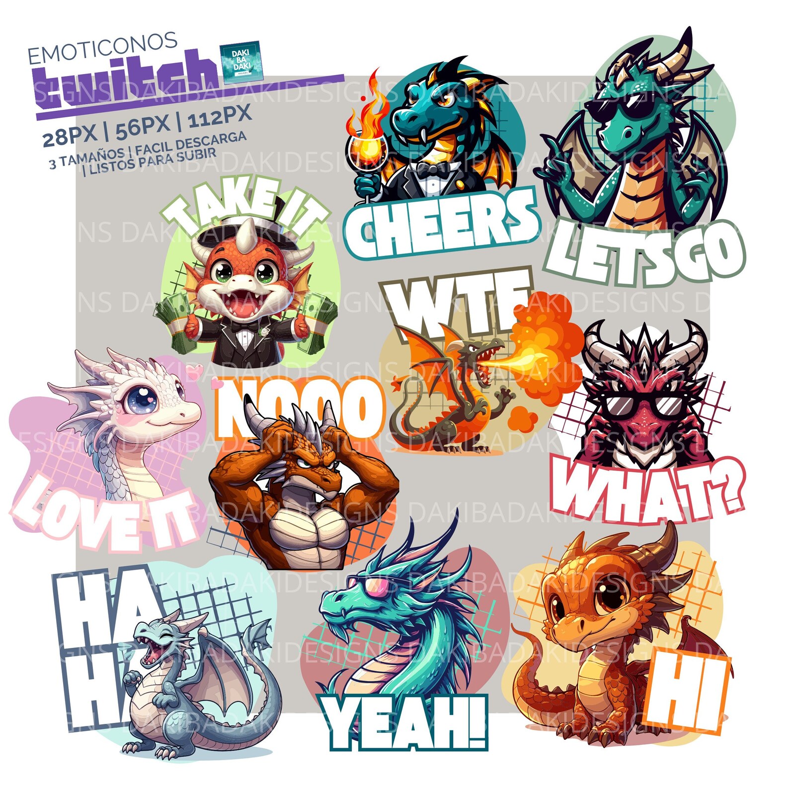 Emote Dragon TWITCH | Pack X10 Emoticonos | Dragones Cute | Dragon ...